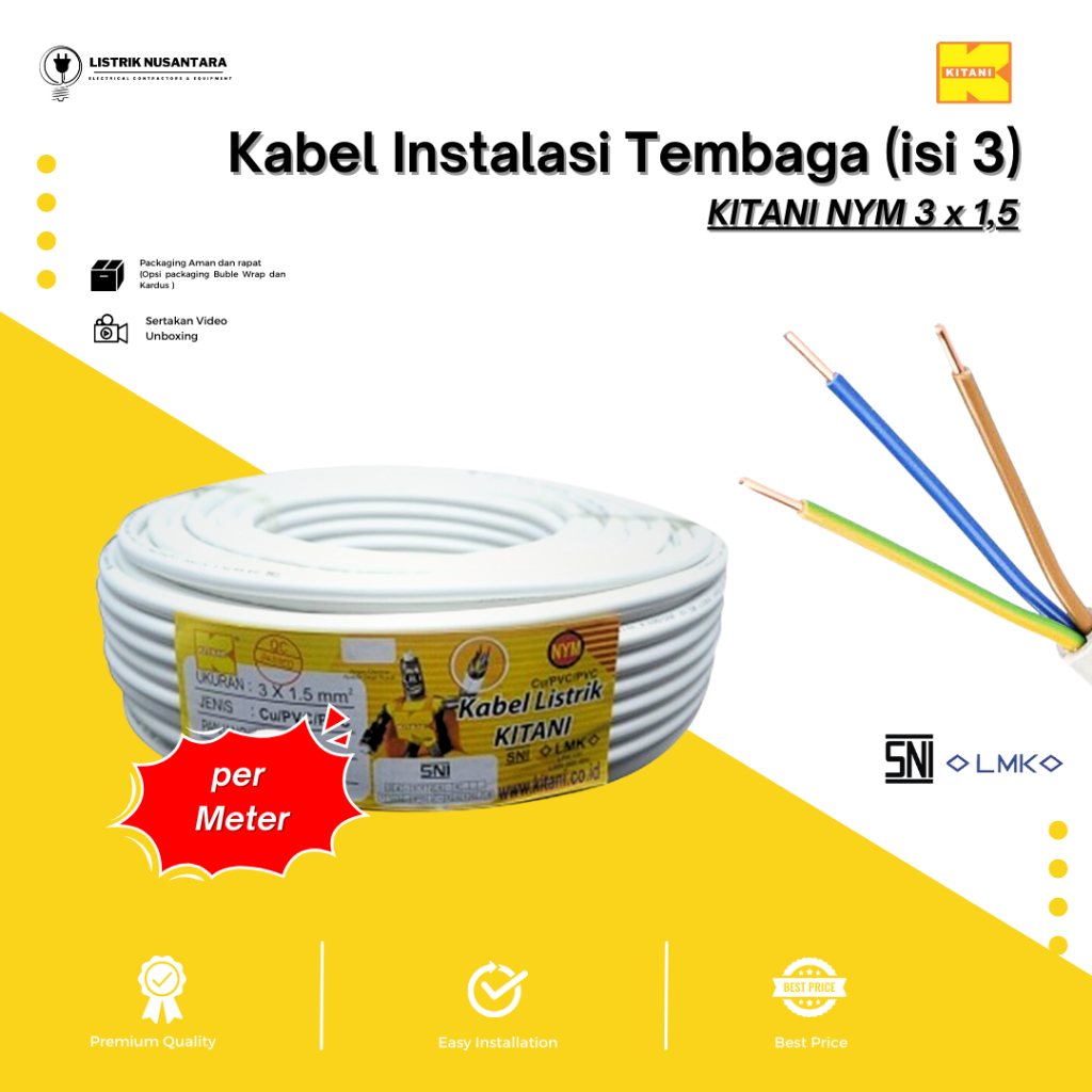 3 meter copper cable | Nym Kitani Cable 3x1.5 Pure Solid Copper Quality ...