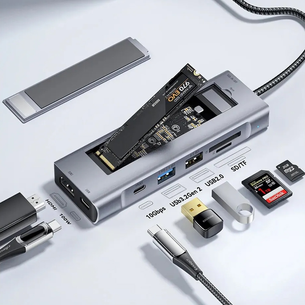 Usb Hub 8 in 1 Type C With Enclosure M.2 NVME Enclosure | Shopee Malaysia