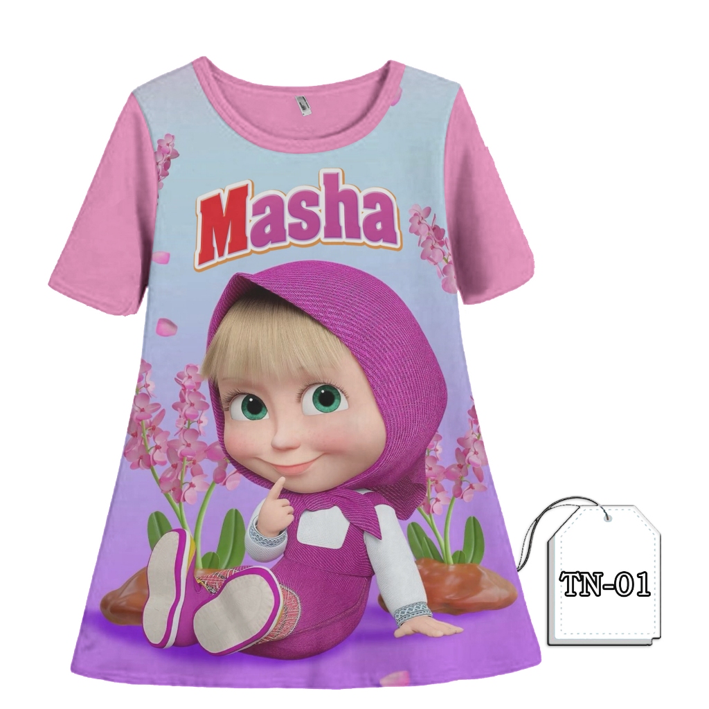 Masha and the Bear Children's T-shirt 3D Printed Girls' Clothes TN-01 ...