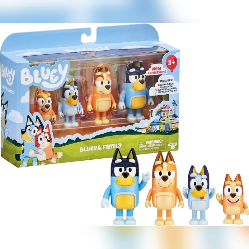 Bluey set of bluey and family figures contains 4 original bluey chilli ...