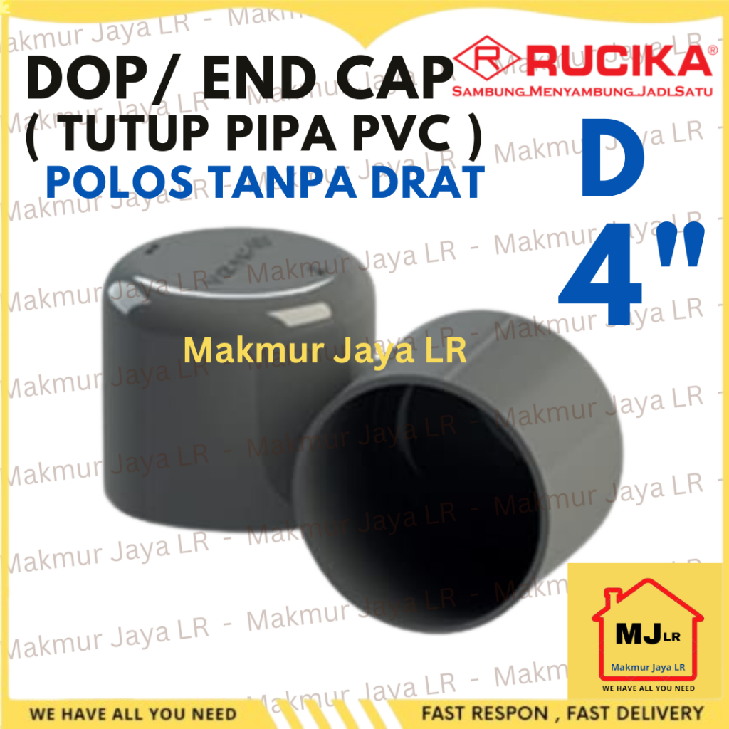 End CAP / DOP 4" 4 inch D RUCIKA Plain PVC Pipe Cover Without Thread 4 ...