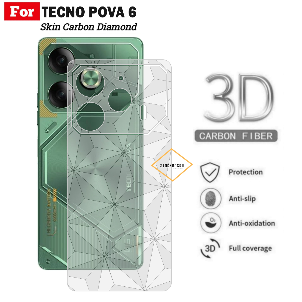 Skin Carbon Tecno Pova 6 Pro Diamond Motif Garskin Rear | Shopee Malaysia