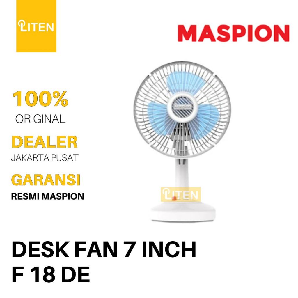 Maspion Blue Table Fan 7 Inch F18DE F 18 DE / Mini Desk Fan 7" Durable ...
