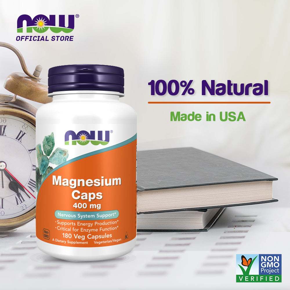 Now Magnesium Caps 400 mg 180 Veg Capsules Nervous System Support ...