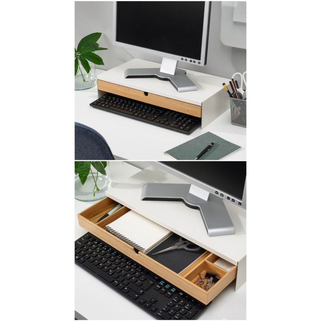 KAYU Aesthetic Drawer Wooden Monitor Desk | Shopee Malaysia