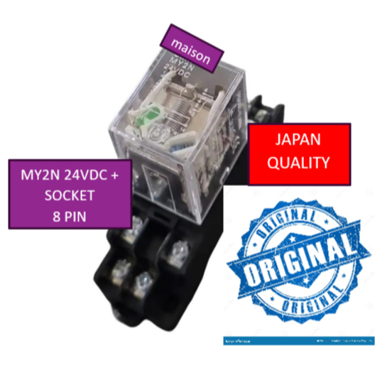 Relay MY2N 24VDC + socket ORI JAPAN - 8 PIN / MY2N 24V / MY2 24VDC ...