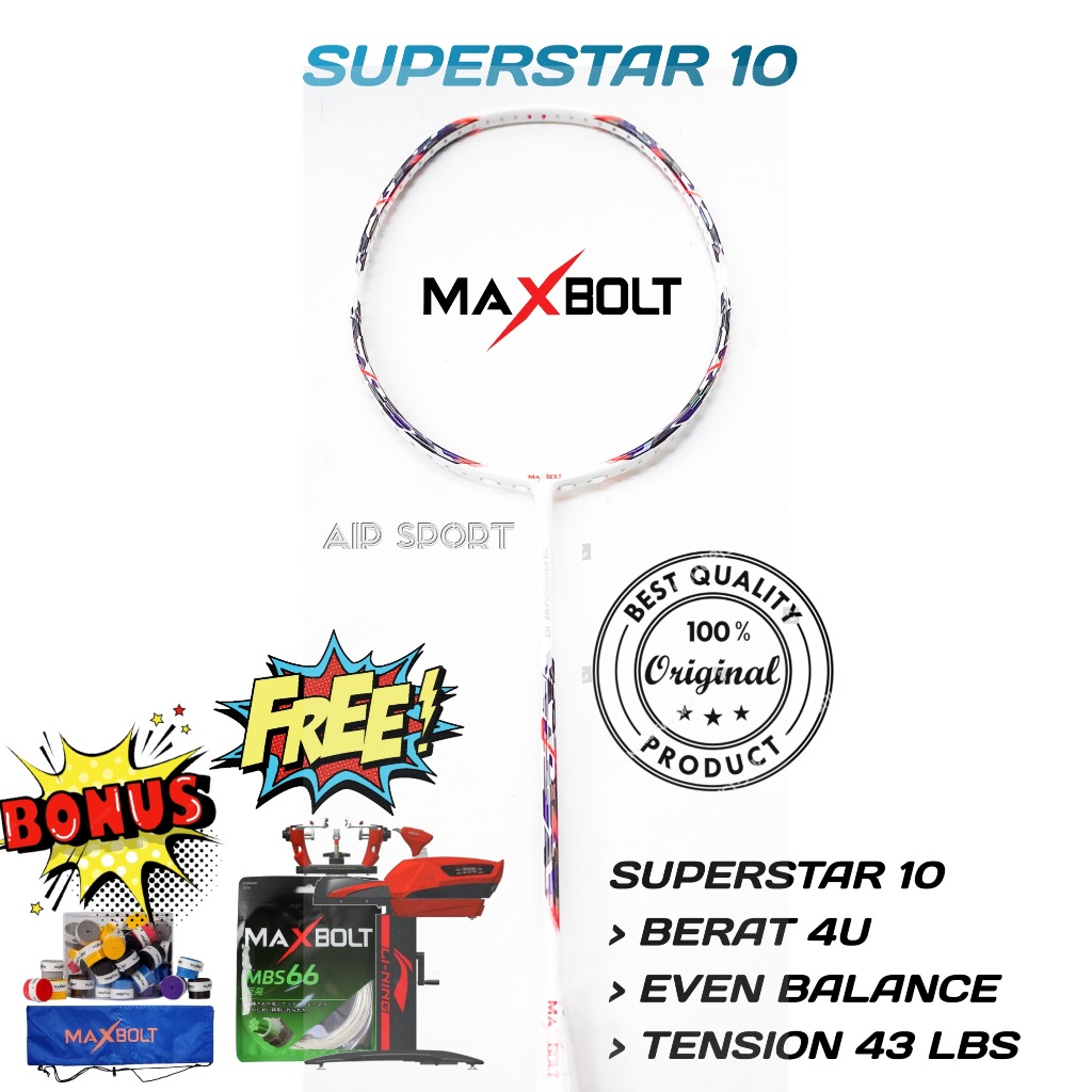 Maxbolt Superstar 10 Badminton Racket Original 43 Lbs | Shopee Malaysia