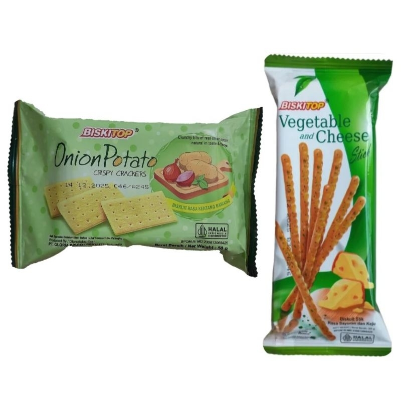 Biskitop Onion Potato Crispy Crackers | Vegetable and Cheese Stick 50g ...