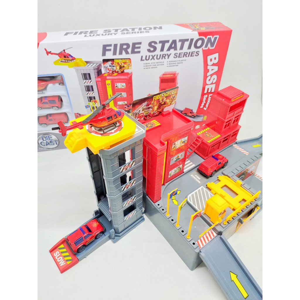 Children's Toys Diescat Fire Station Toy Car Building Site Luxury ...