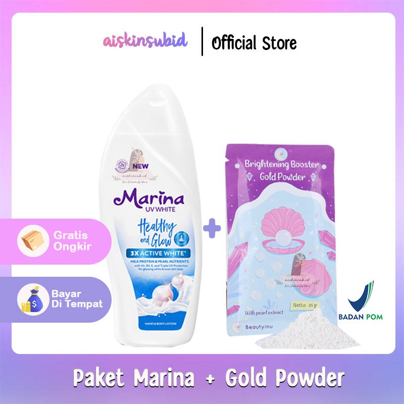 Marina Lotion And Gold Powder Package by Beautyinu - Combo Brightening ...