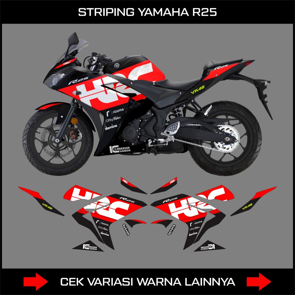 Yamaha YZF R25 OLD LIVERY HRC STRIPING / STICKER LIST R25 OLD ...