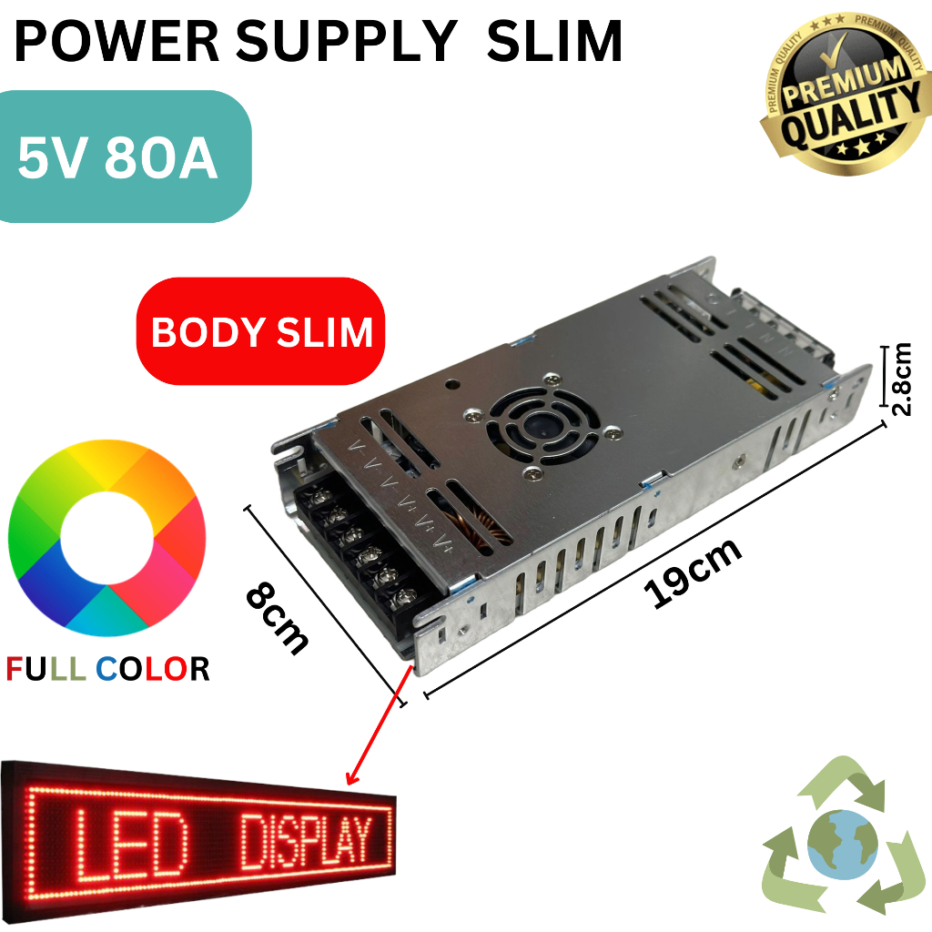 POWER SUPPLY SLIM 5V 40A / 5V 60A / 5V 80A RUNNING TEXT SWITCHING ...