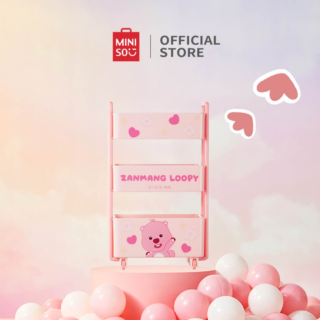 Miniso x Zanmang Loopy Collection 3-Tier Desktop Storage Rolling Cart ...
