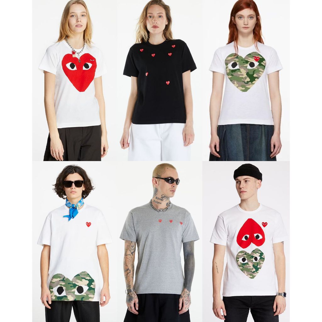 Cdg Multi Red Heart Ootd T-Shirt | Shopee Malaysia