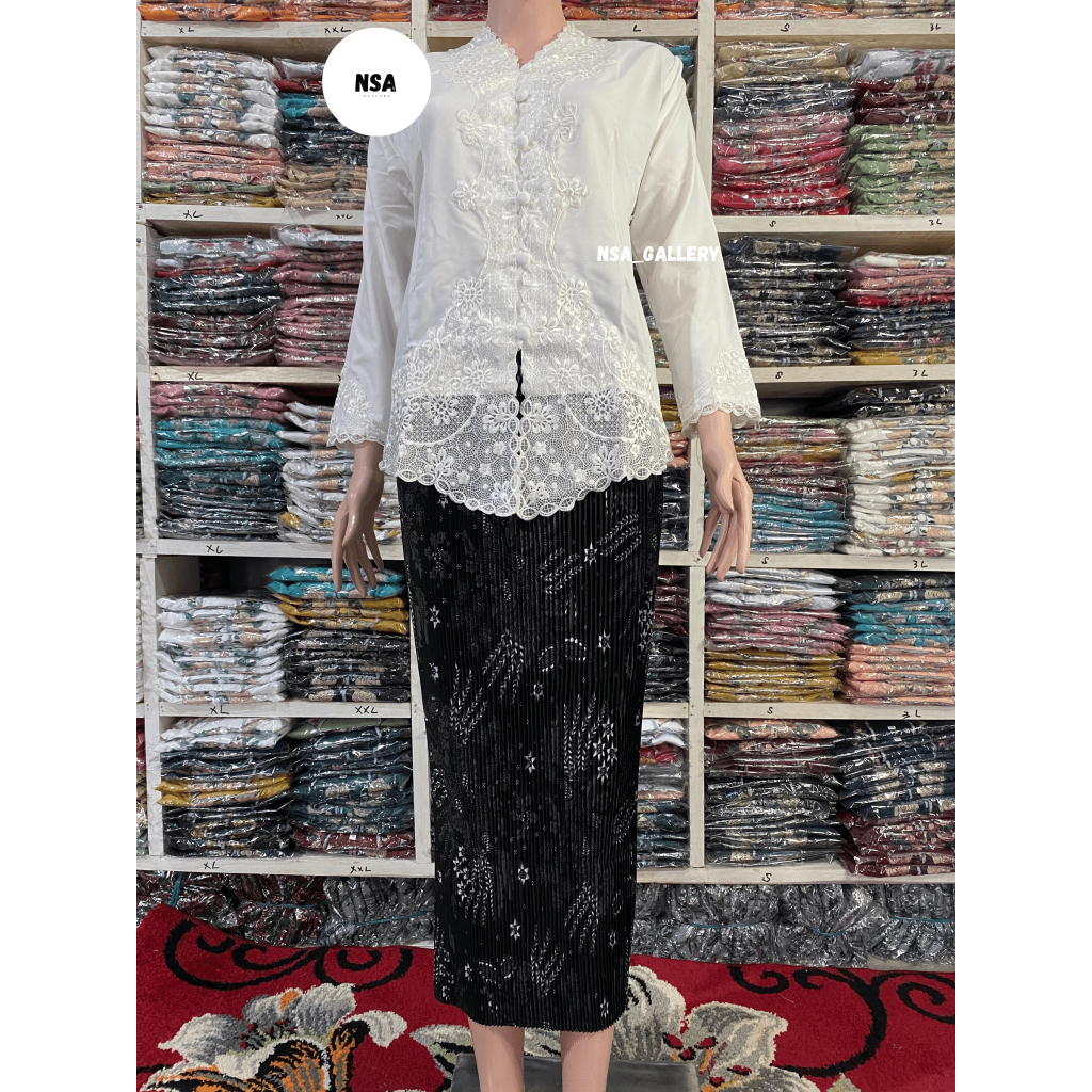 KATUN ONE SET OF MODERN ENCIM KEBAYA PLAIN LONG SHANDS PREMIUM COTTON ...