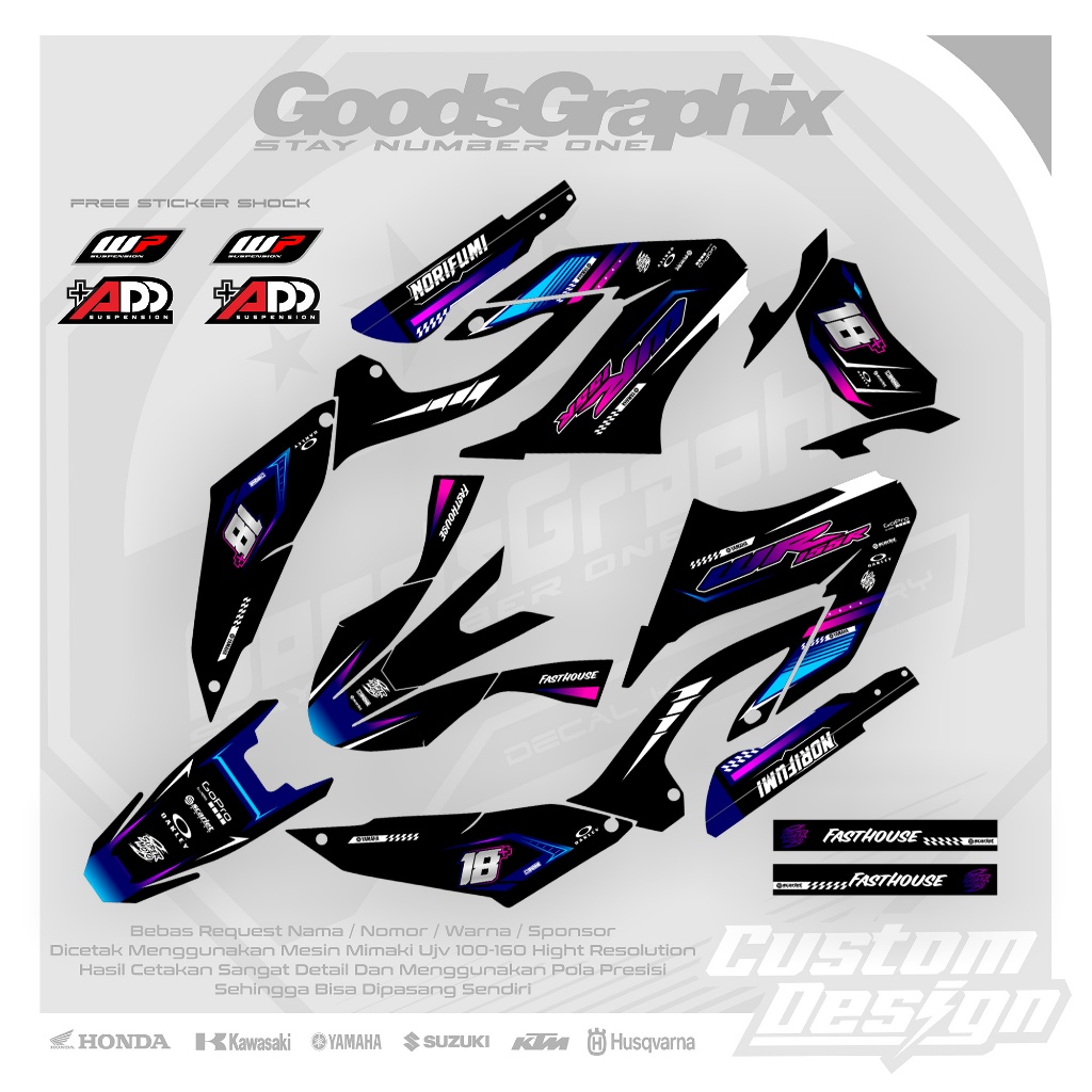 Decal Yamaha Wr155 Superglossy Custom Design - Decal Wr 155 Surex Style ...