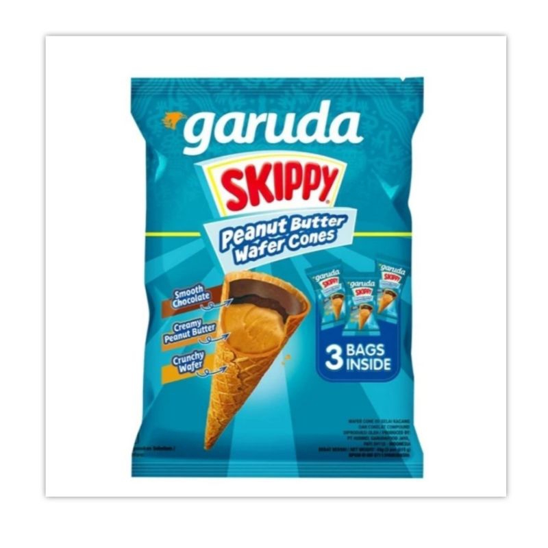 Garuda Skippy Peanut Butter Wafer Cones contains 3 | Shopee Malaysia