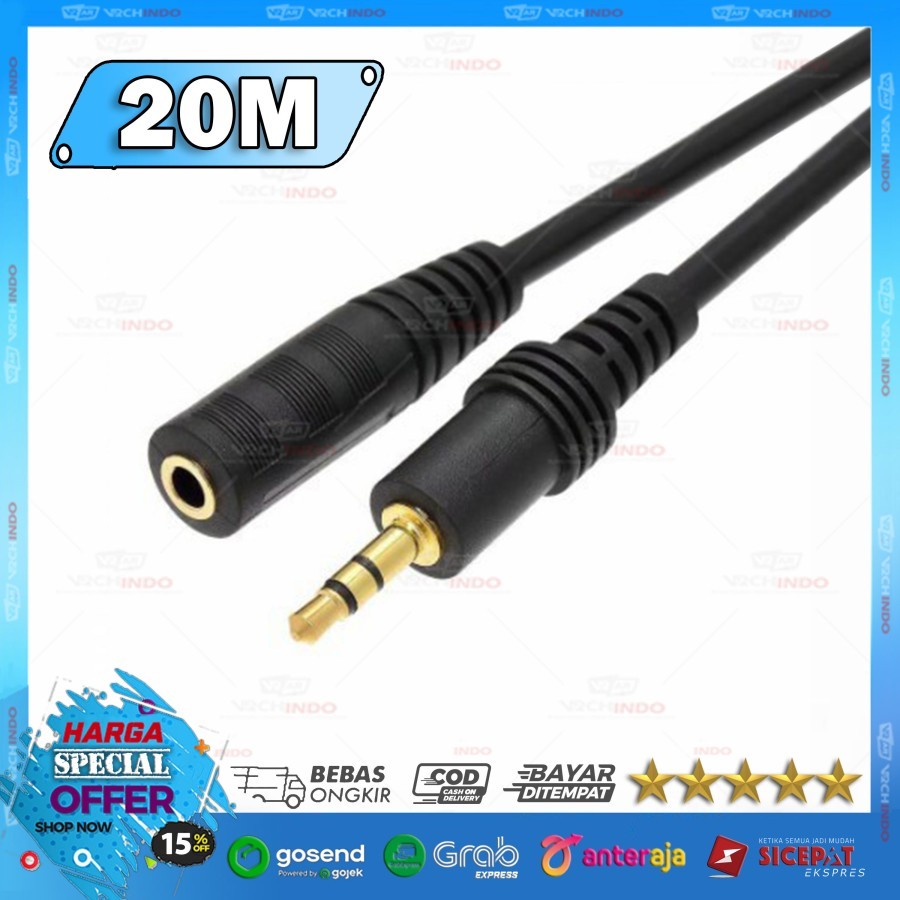 20 Meter AUX Cable Extender / 20M Audio Extender - Male to Female ...