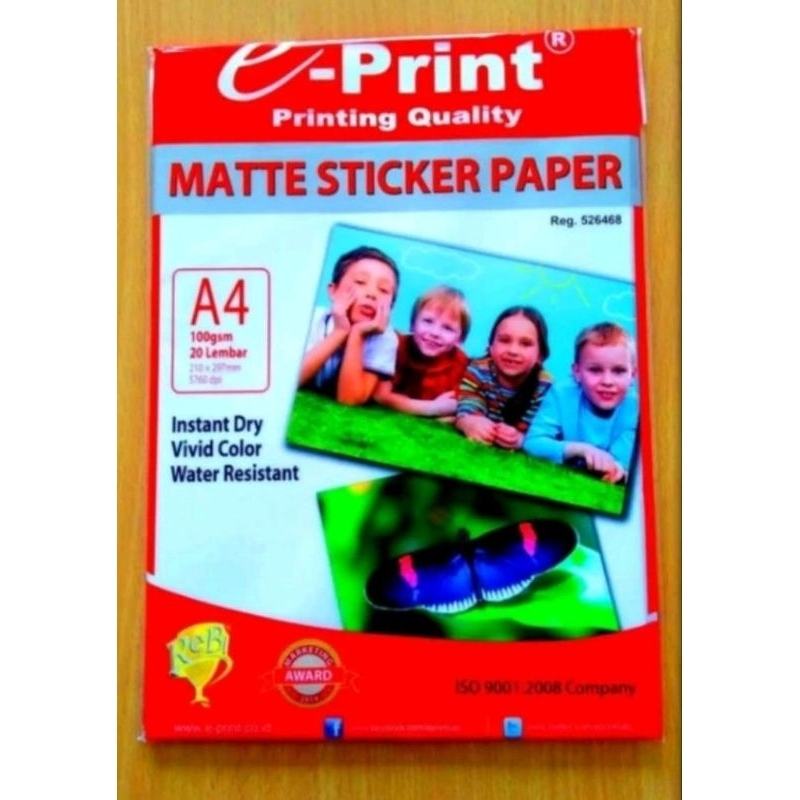 Glossy photo stickers E print matte sticker papper A4 contains 20 pcs ...