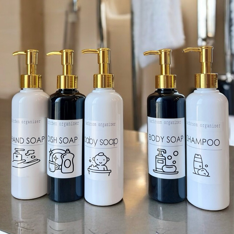 Aesthetic liquid soap bottle BLACK WHITE GLOSSY 250ML STICKERS IMAGE ...