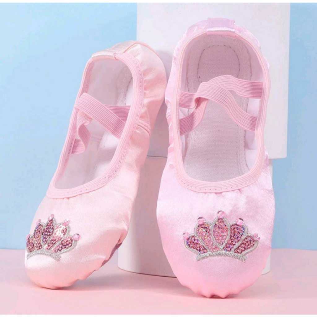 Girls' Ballet SHOES with Beaded Ribbon Crown / BALLERINA SHOES | Shopee ...