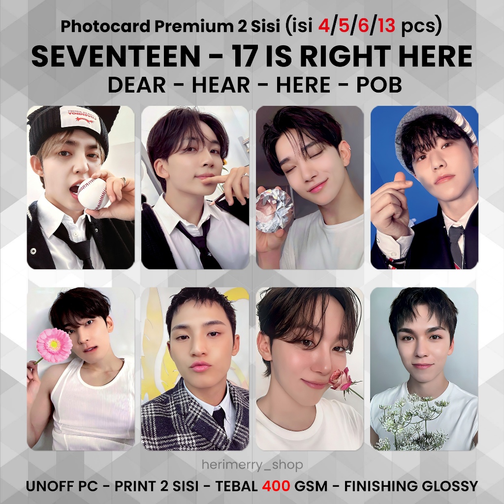 (CONTENTS 4/5/6/13 PCS) Photocard SEVENTEEN 17 IS RIGHT HERE - PC Premium 2 Sides Kpop Card ...