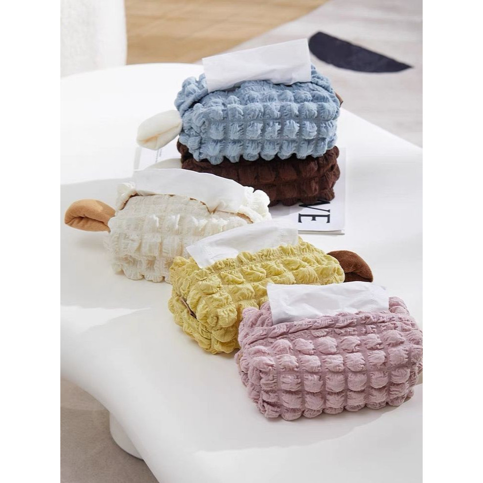 Minzy - Cute Pastel Color Ruffled Soft Bubble Tissue Box Holder ...
