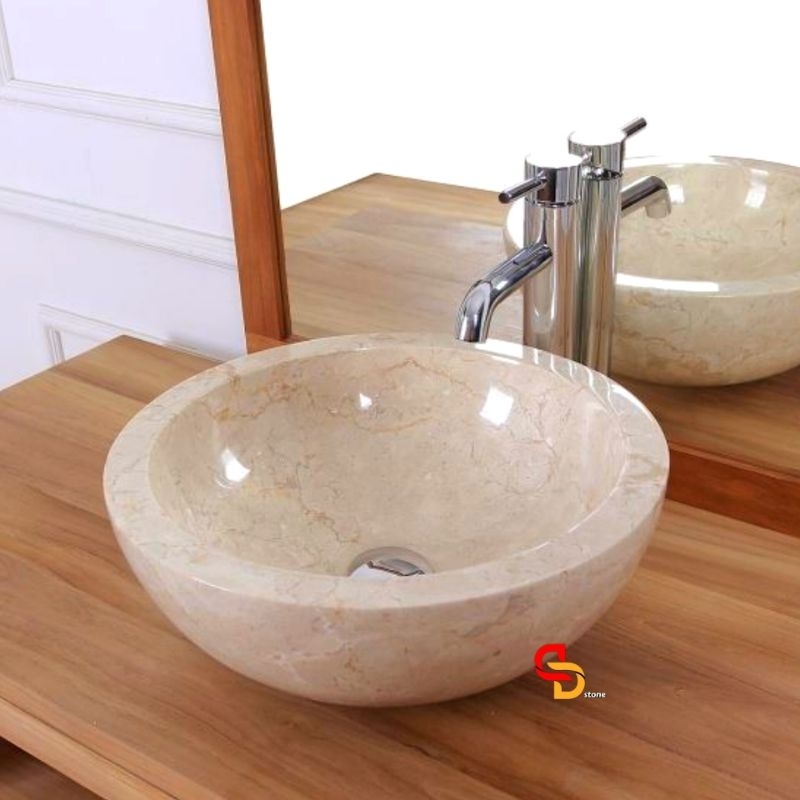KAYU Round Bowl Marble Sink | Minimalist Bathroom Wash Basin | Hand ...