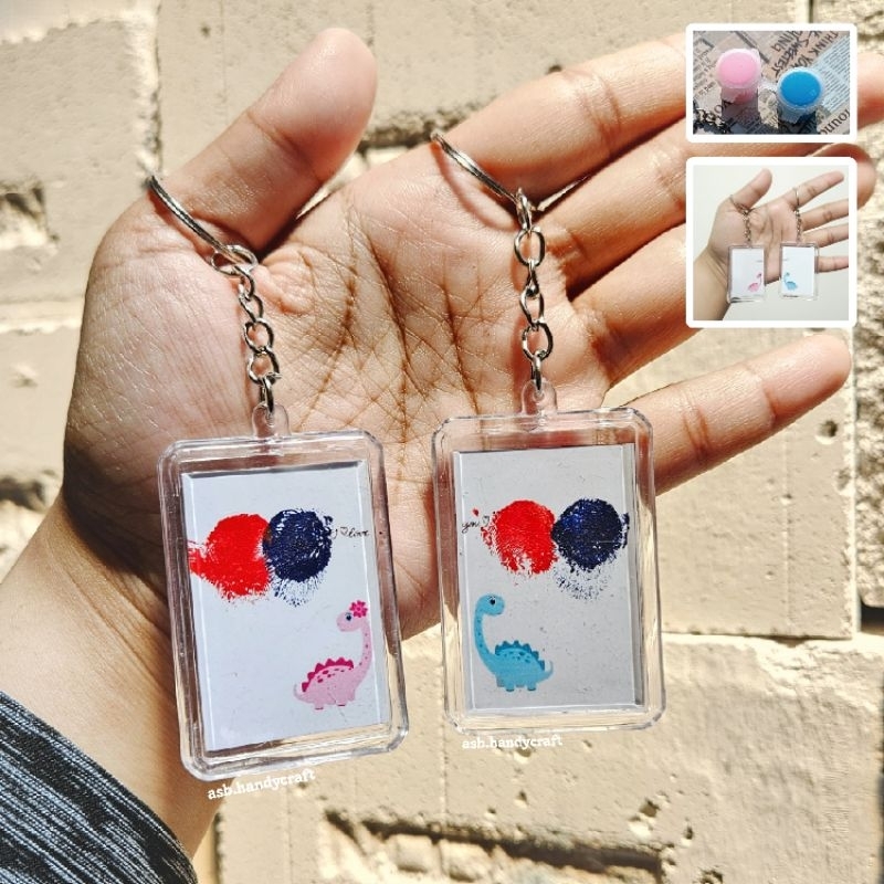 GANTUNGAN Asb - KS002 [Pair] DINO COUPLE Fingerprint KEYCHAIN DIY ...