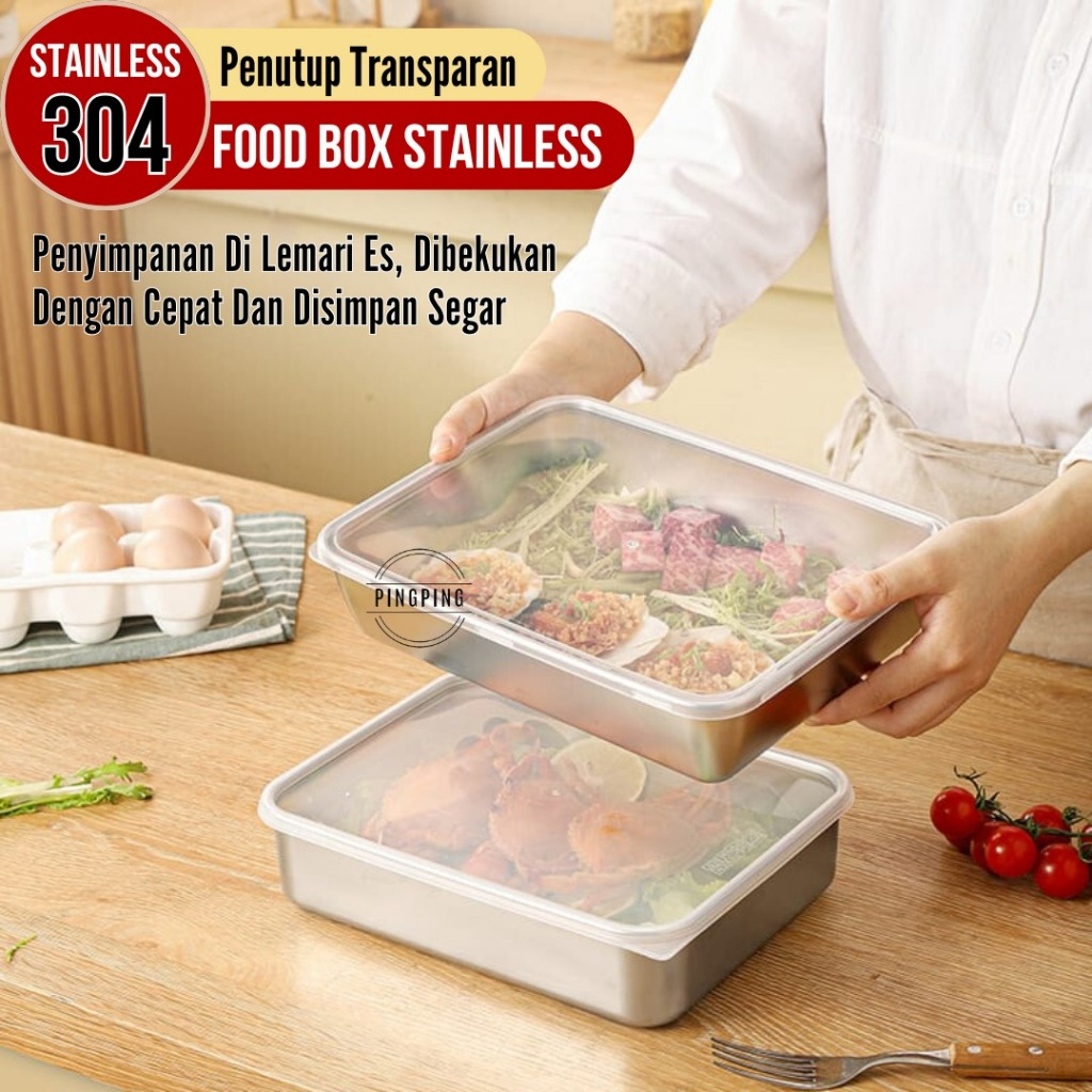 304 Stainless Steel food storage box with lid, square plate for storage ...