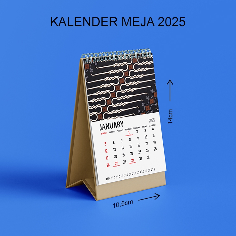 Complete 2025 Calendar Small Size Desk Calendar with Batik Motif 07 ...