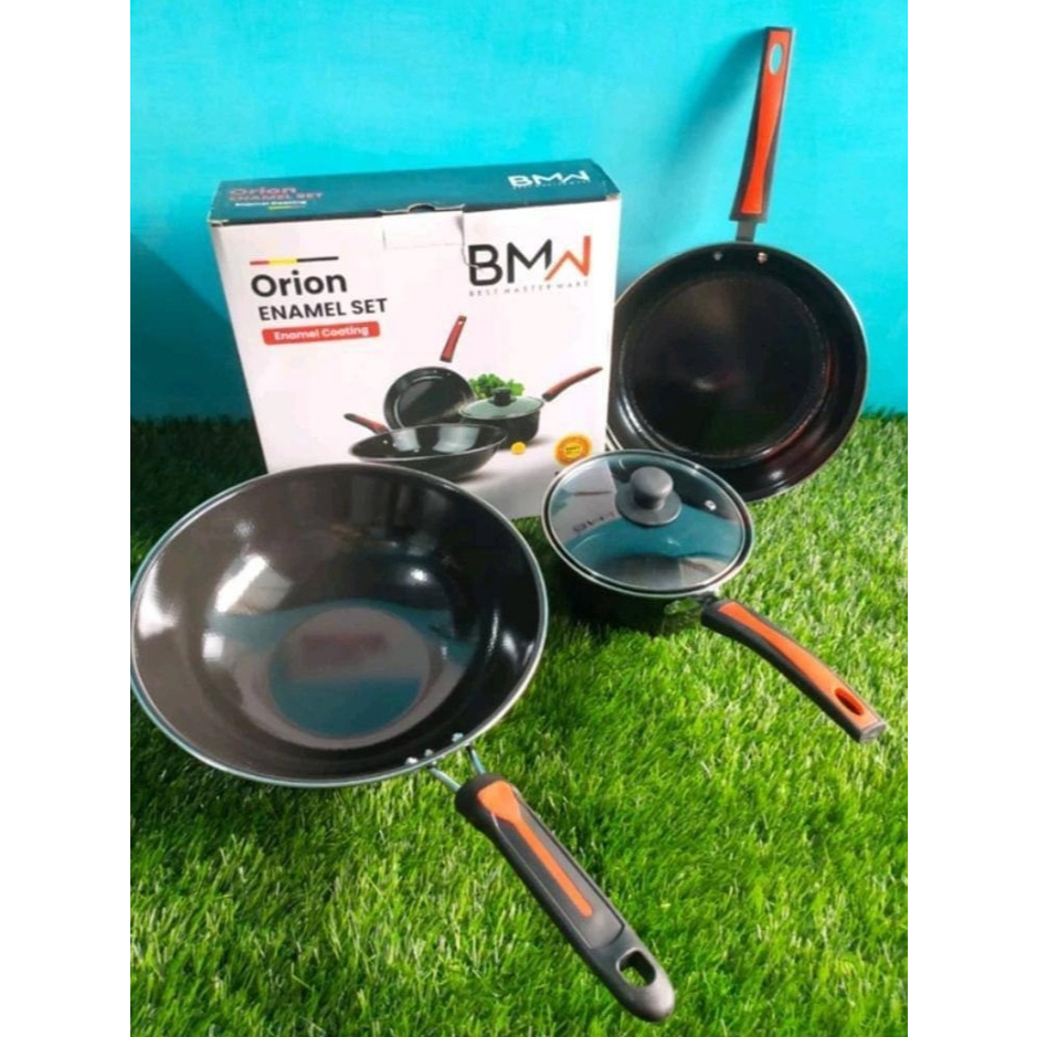 Orion Enamel Teflon Frying Pan Set Multi-Purpose Cooking Frypan ...