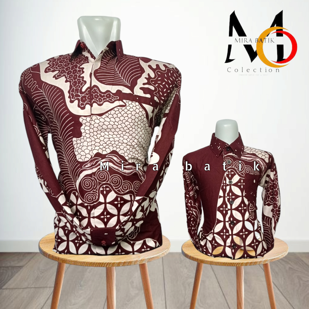 KEMEJA MERAH Maroon father son cople batik special edition mira batik ...