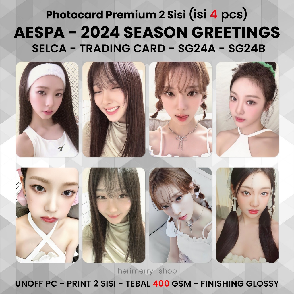 (CONTENTS Of 4 PCS) AESPA Photocard 2024 Season Greeting 2025 - Premium PC Photocard 2 Sides ...