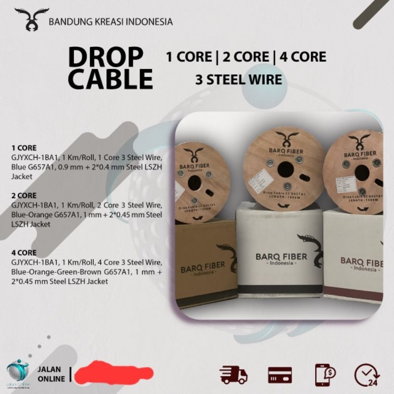 Dropcore Fiber Optic Cable 1 core 2 core 4 core 3 alternating BarQ ...