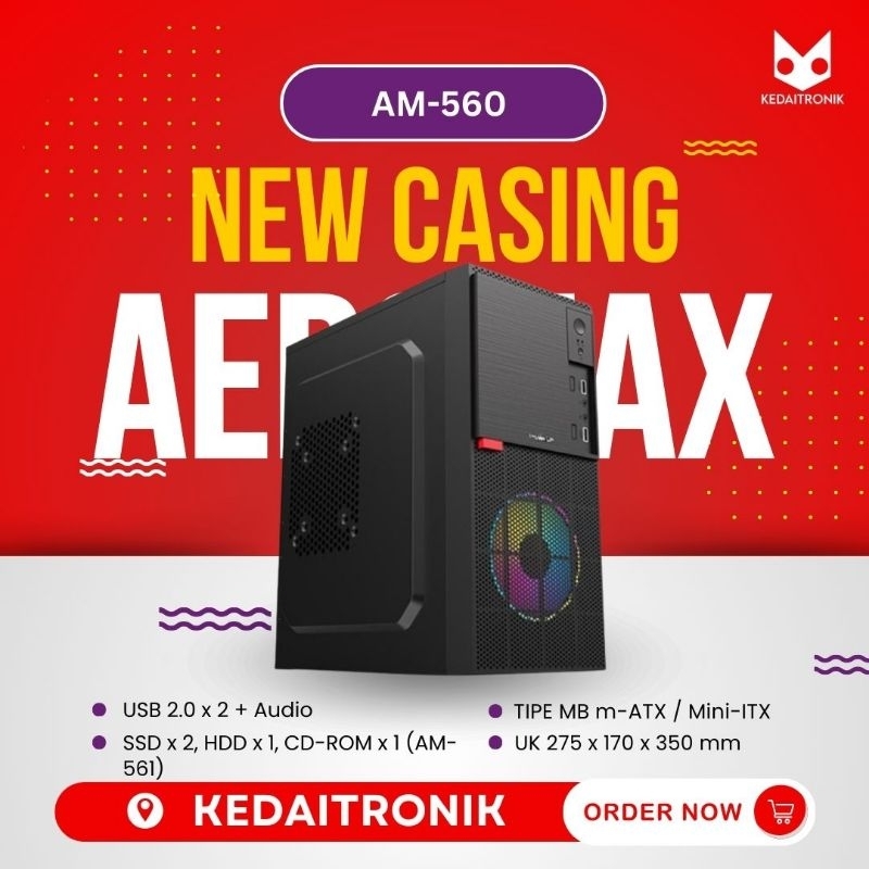 Casing Power Up AEROMAX AM-560 with PSU 500W m-ATX Case | Shopee Malaysia