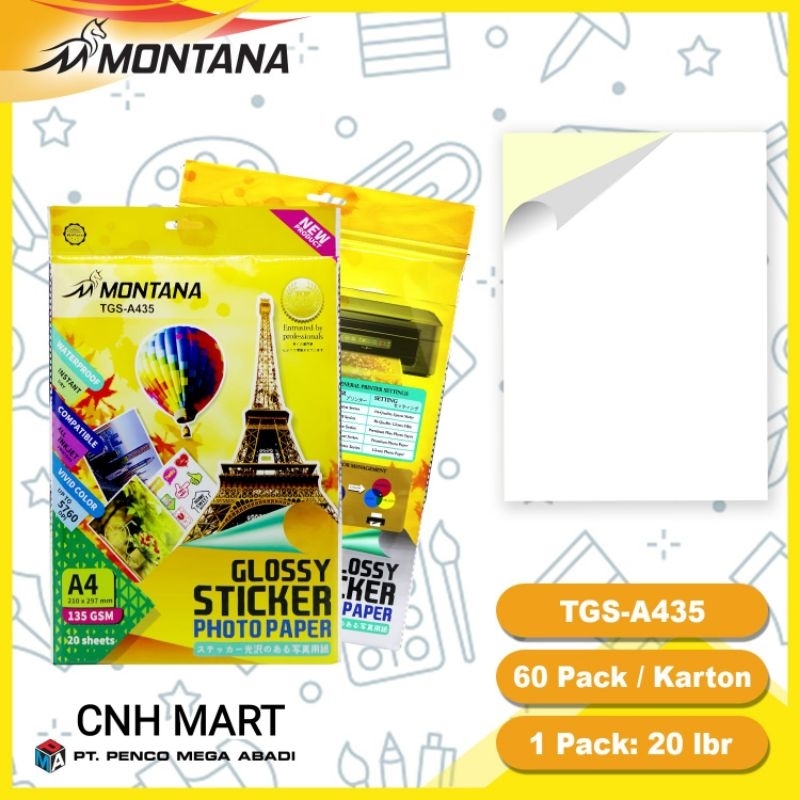 Glossy Sticker Paper - Montana Glossy Photo Paper TGS - A435 - 135 GSM ...