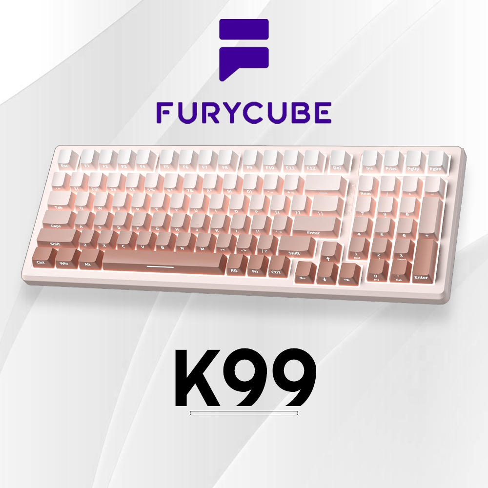 Furycube K99 Pink Gradient Side Engraving Mechanical Gaming Keyboard White Light Wired Keyboard ...