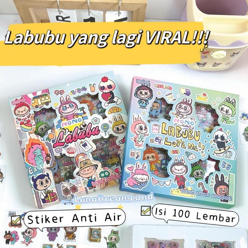 Labubu stickers are VIRAL. Contains 100 Waterproof Sheets | Shopee Malaysia