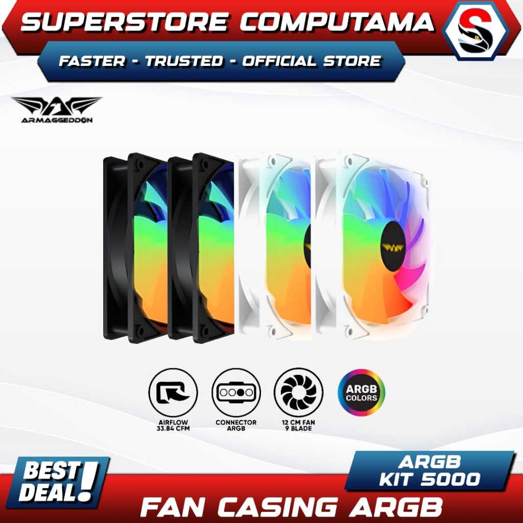 Fan Casing Armaggeddon ARGB KIT 5000 RGB PC Cooling Fan with 9 Blade ...