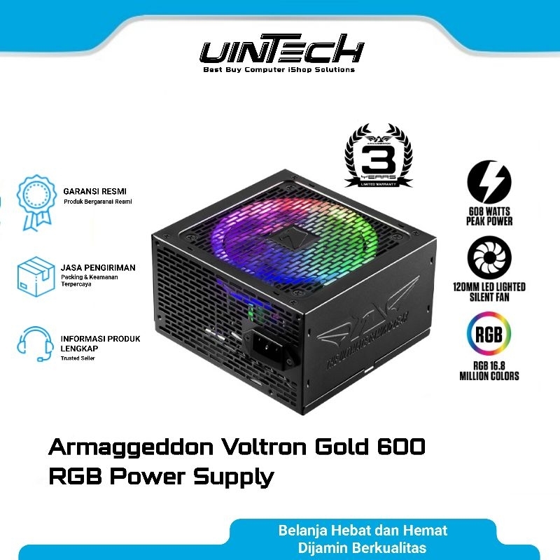 Armaggeddon Voltron Gold 600 PSU 80+ Gold Certified RGB Power Supply | Shopee Malaysia