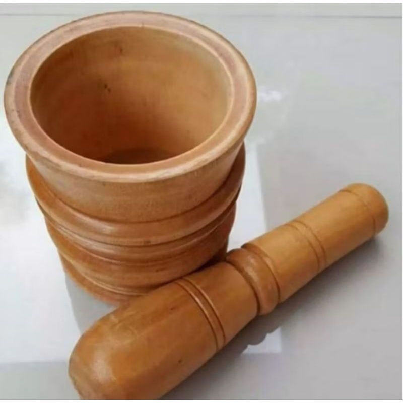 KAYU Large And Small Wood Mortar And Pestle/Traditional Pounder ...