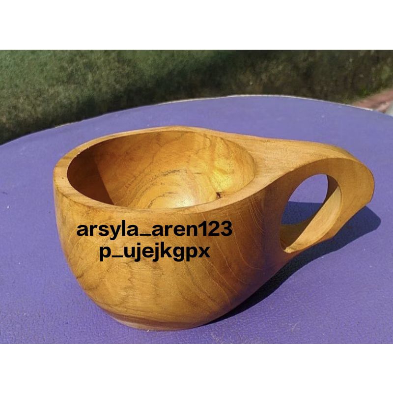 Teak wood kuksa cup with 1 hole | Shopee Malaysia