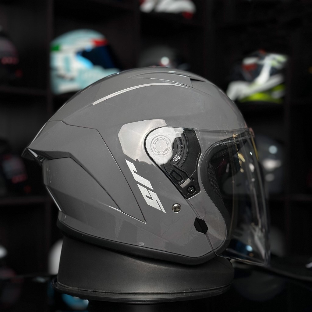 Latest MLA J5 Solid Half Face Helmet Gray Glosy Clear Visor (SNI) Adult ...