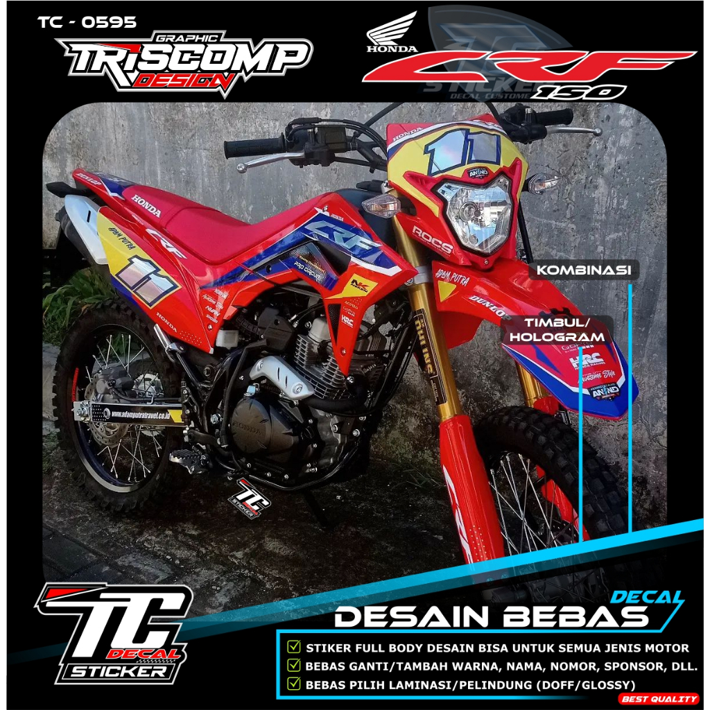 MERAH Custom CRF 150L Decal, full body sticker, blush red motif ...