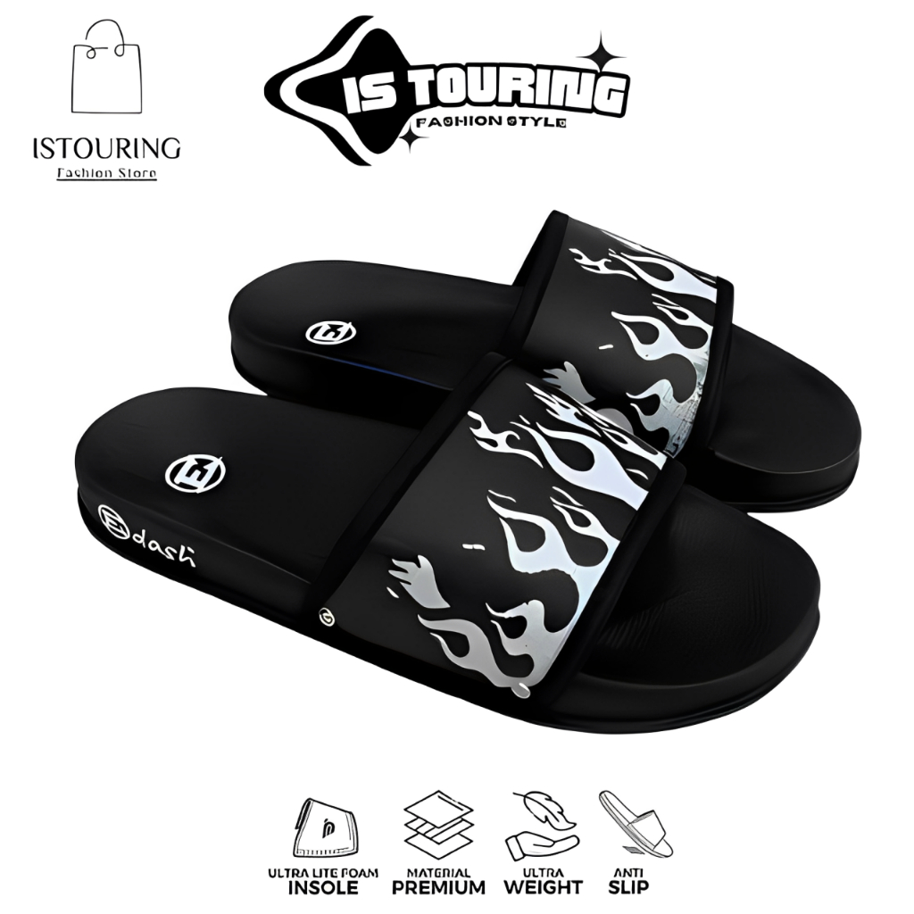 It - Men's Fire Motif Slop Sandals | Men's Sandals | Slide sandals ...