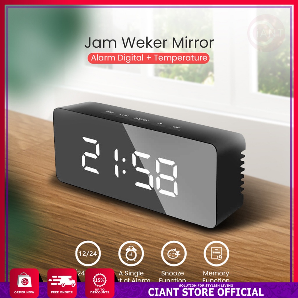 Digital CLOCK WEKER MIRROR DESIGN MIRROR ALARM TEMPERATURE DISPLAY ...