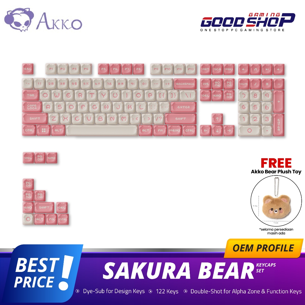 Akko Sakura Bear OEM Profile Keycaps Set 122 Keys | Shopee Malaysia