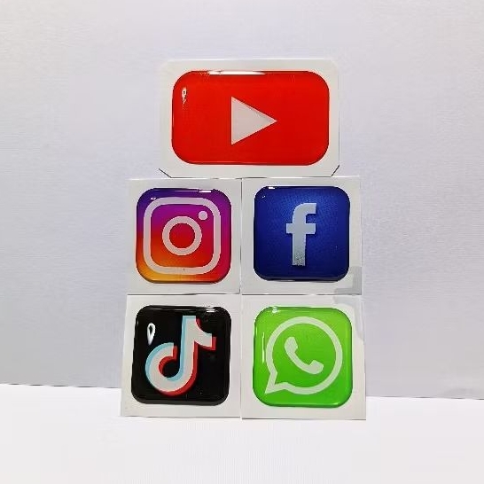 Sosmed LOGO Emblem sticker Embossed Flexible | Shopee Malaysia