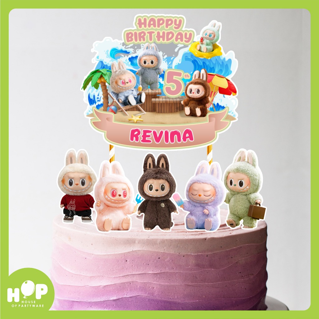 Labubu Birthday Cake Topper Custom Age Name / Happy Birthday Cupcake ...